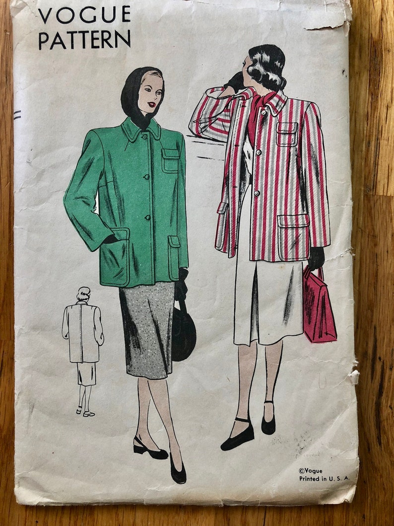 1940s Coat Sewing Pattern / Vintage 40s Women's Jacket / Coat / Size 12 ...