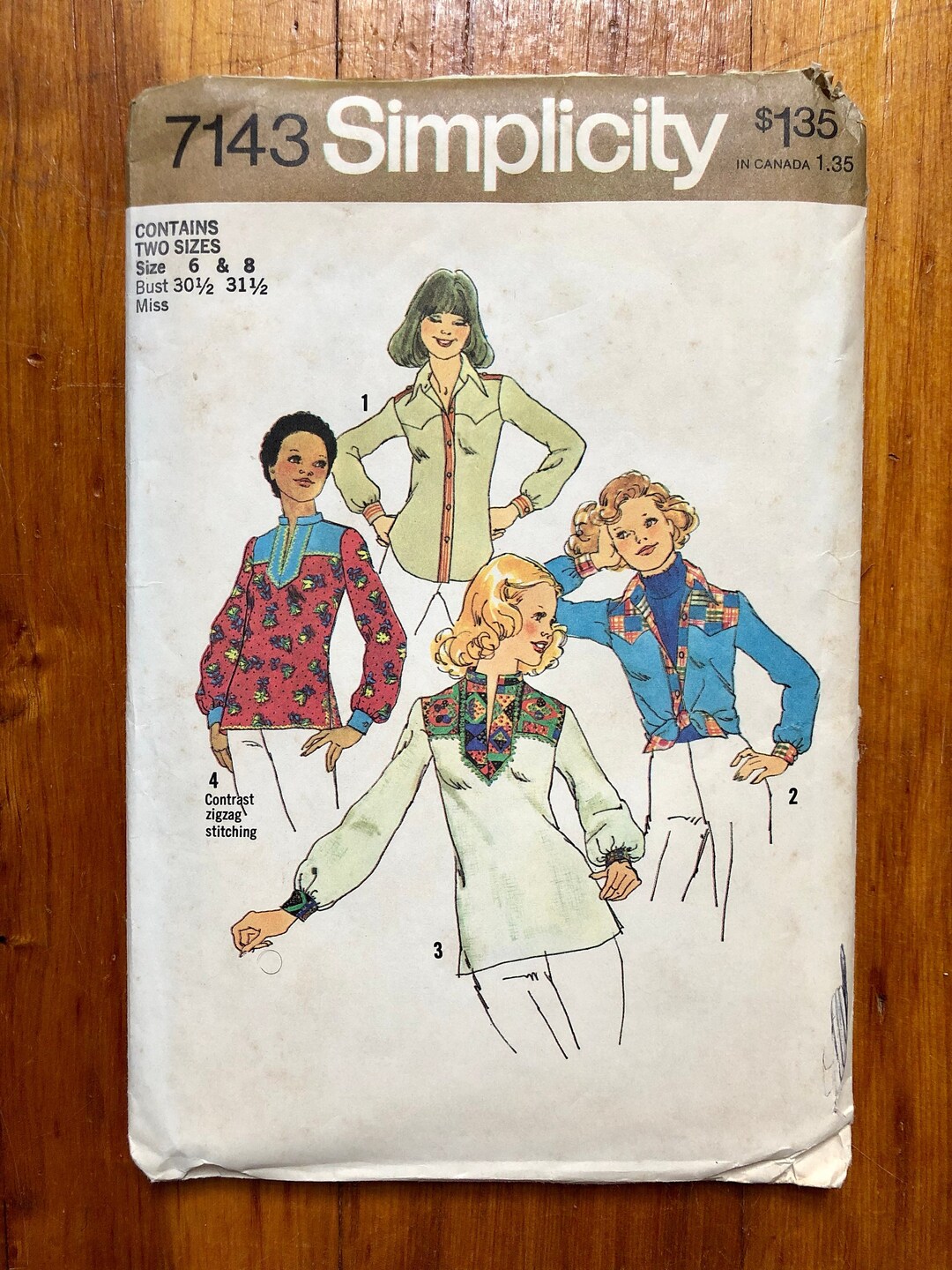 70s Women's Shirt Sewing Pattern / 1970s Vintage Top / Blouse / Size 6 ...