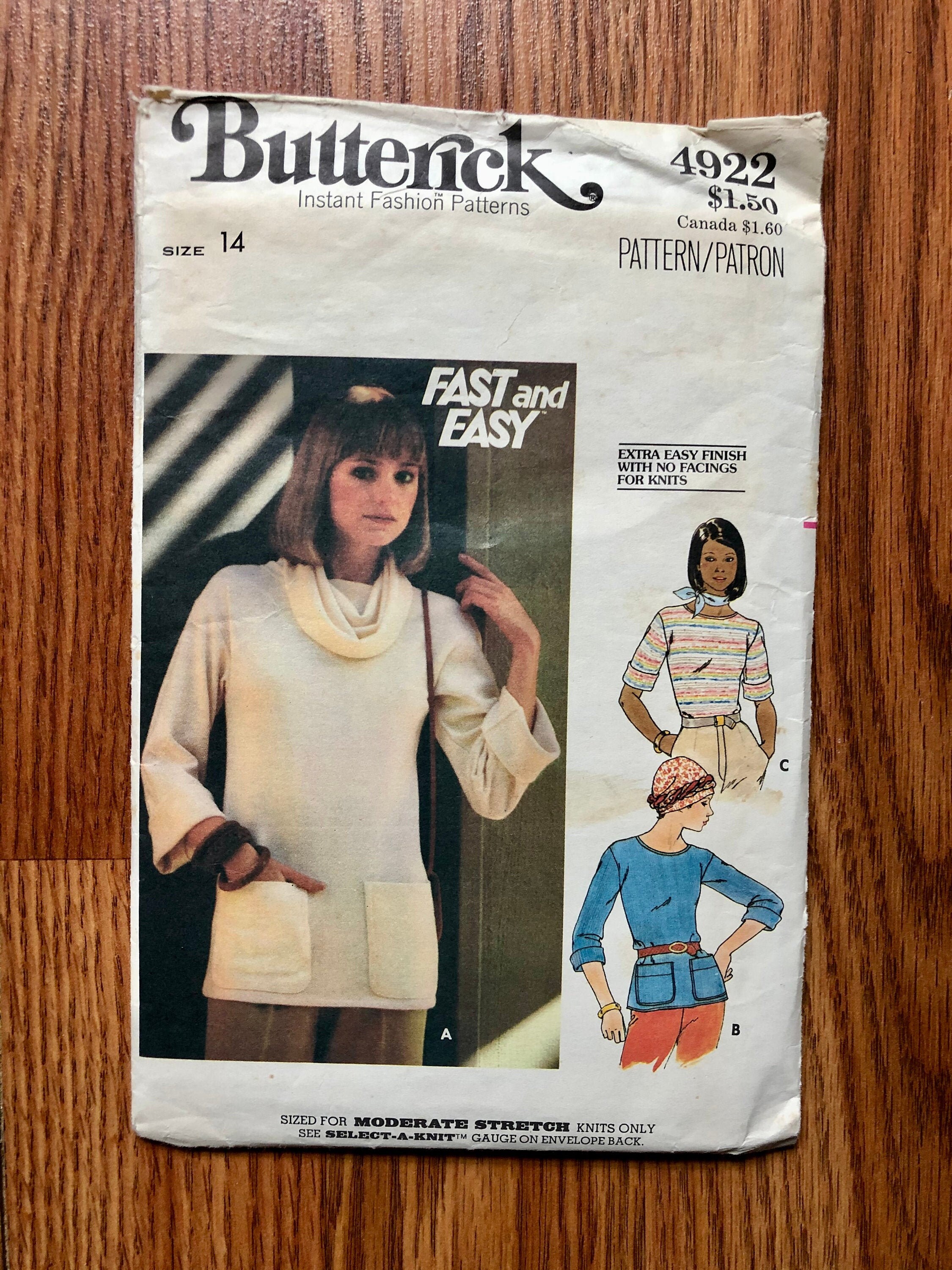 70s Top Sewing Pattern / Vintage Shirt / Blouse for Knit - Etsy