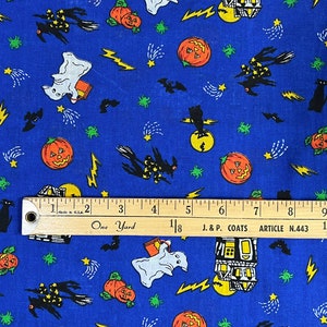 Vintage Halloween Fabric / Ghosts Pumpkins / 45" Wide / Sold by the ...