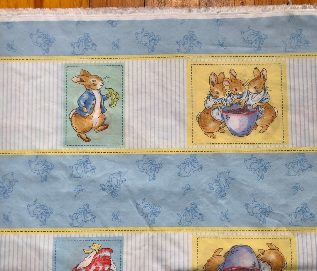 Beatrix Potter Peter Rabbit Fabric / Vintage Novelty Border Pattern ...