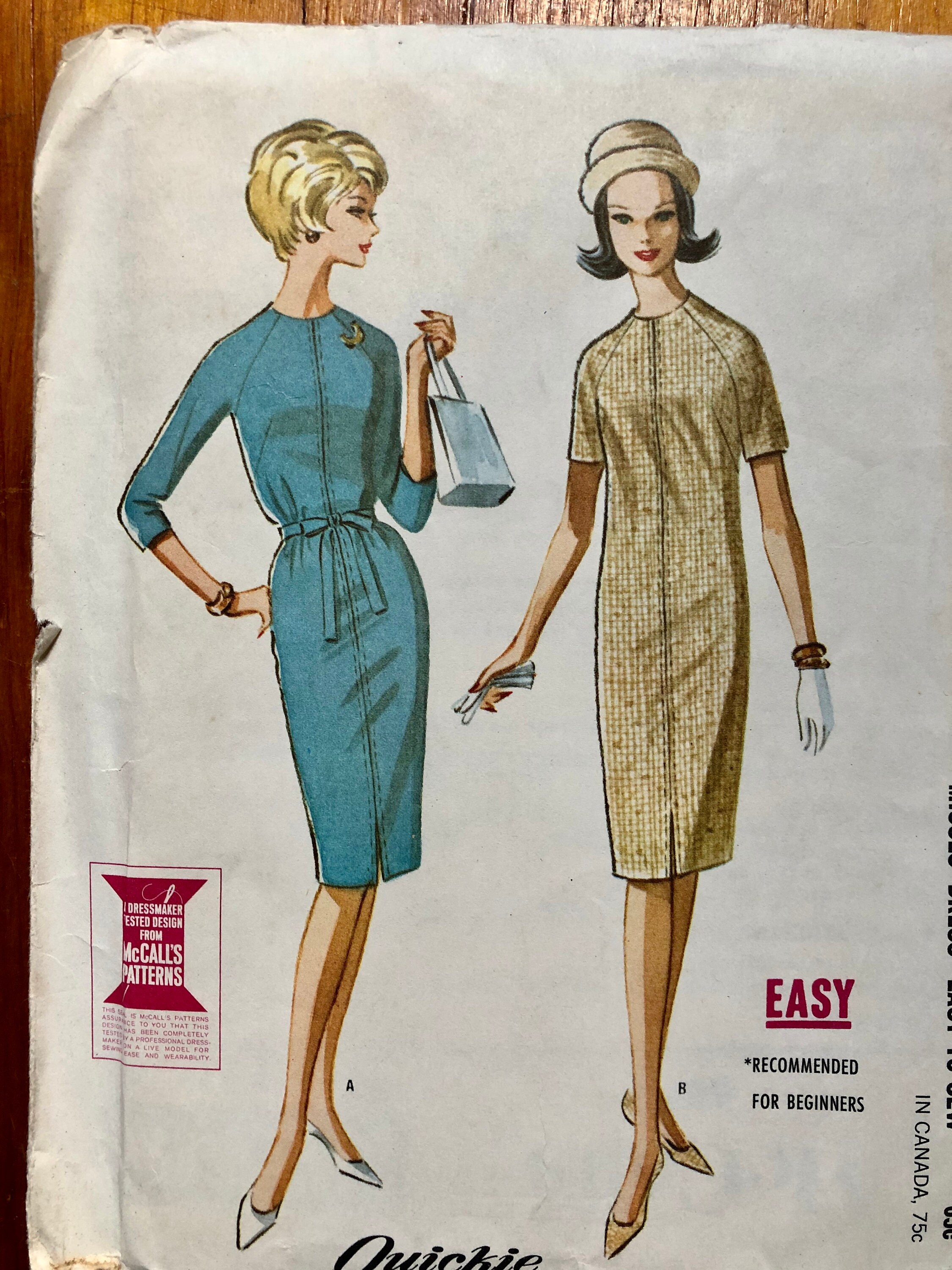 60s Zipper Front Dress Sewing Pattern / 1960s Vintage Easy to - Etsy