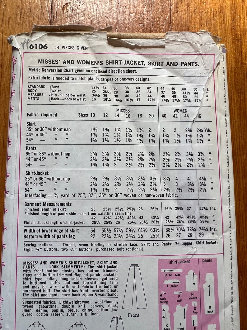 70s Shirt-jacket Skirt & Pants Sewing Pattern / 1970s Vintage - Etsy