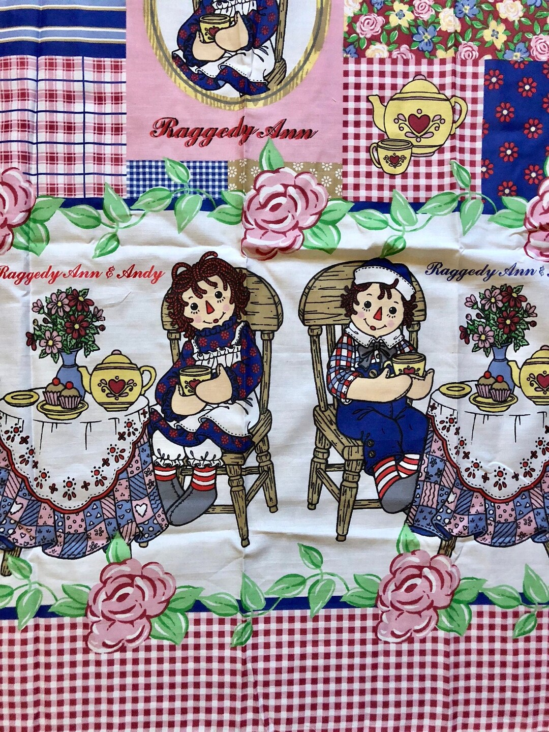 Raggedy Ann & Andy Fabric Remnants / Vintage Novelty Patchwork Rag Doll ...