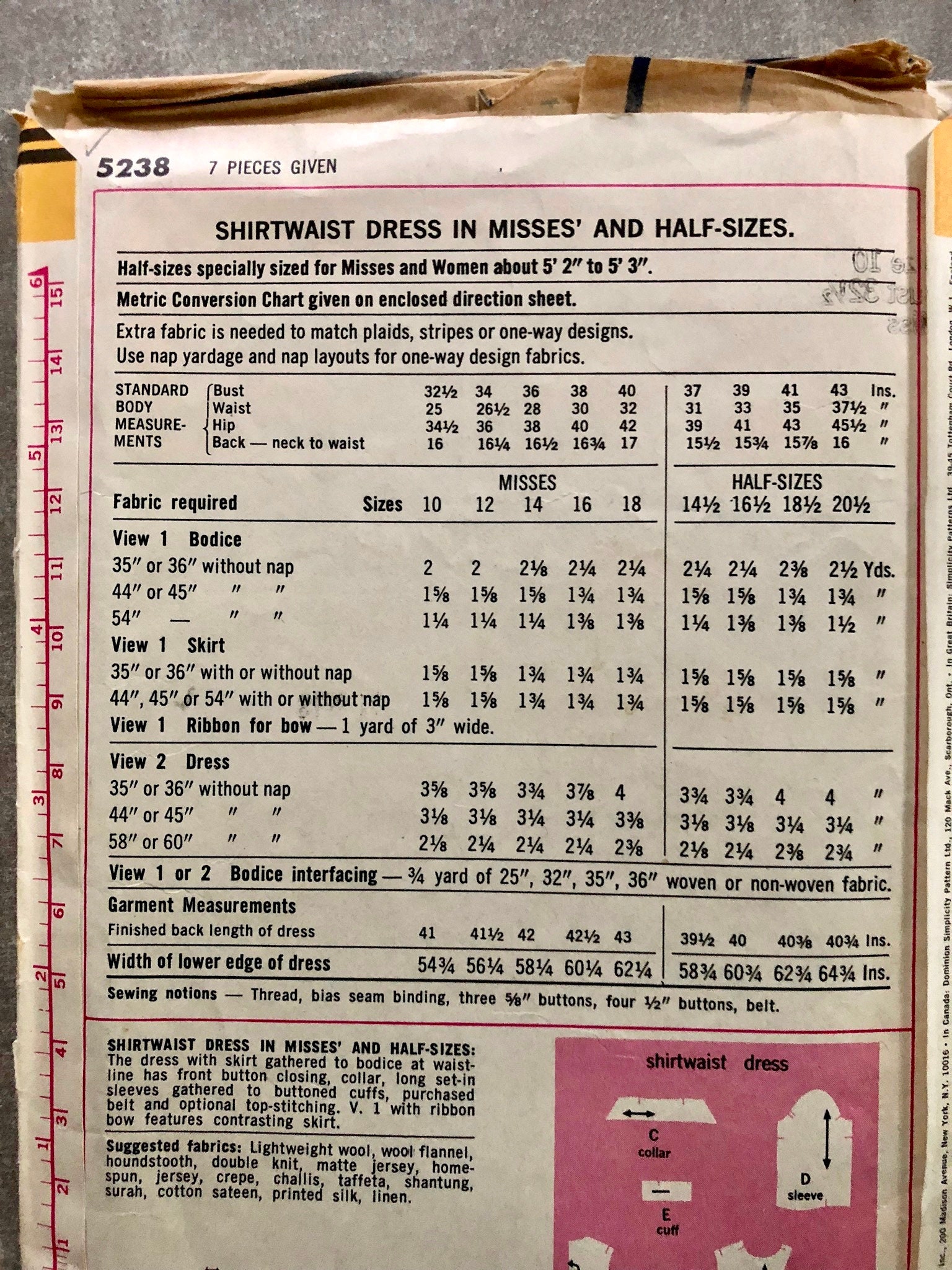 70s Shirt Dress Sewing Pattern / Vintage 1970s Women's - Etsy