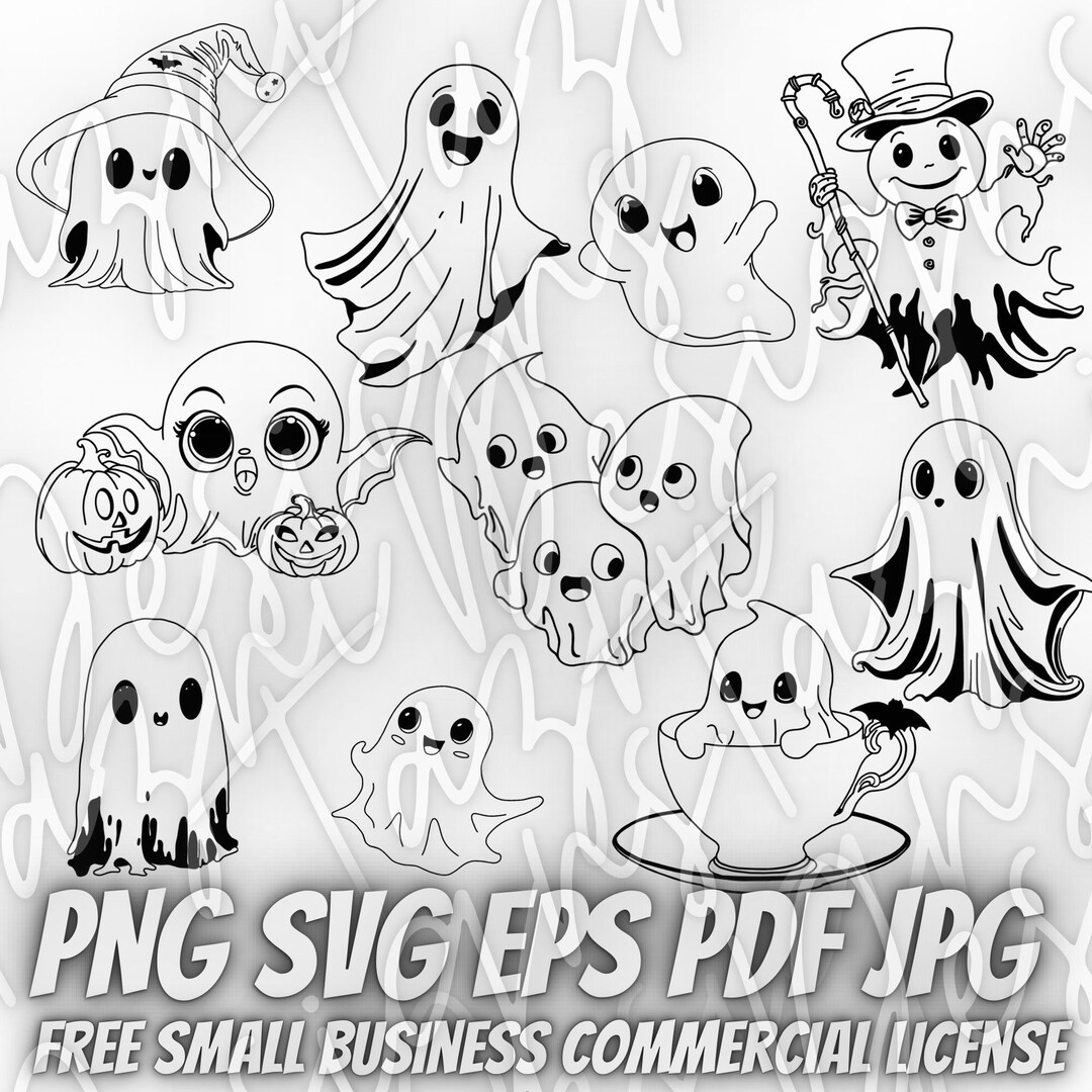 Halloween Ghost SVG Bundle | Spooky Season Smiles | Cute | Png Jpg Pdf ...