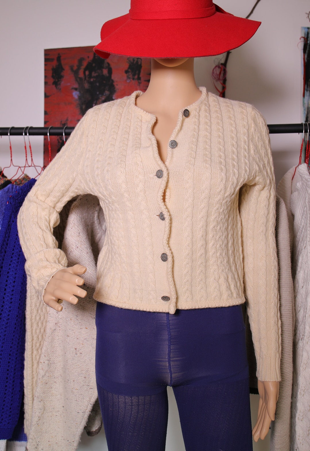 Vintage Cardigan, Tyrolean Cardigan Cable Pattern, Chunky Cardigan - Etsy