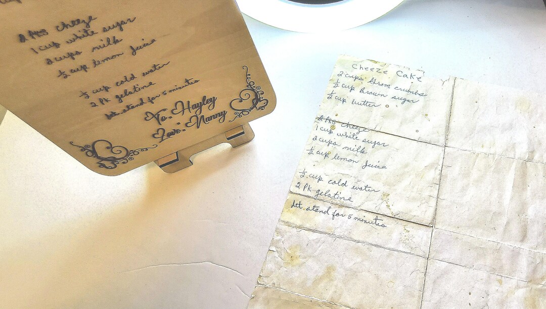 Custom Handwritten Recipe on a Laser Cut and Engraved Easel ...