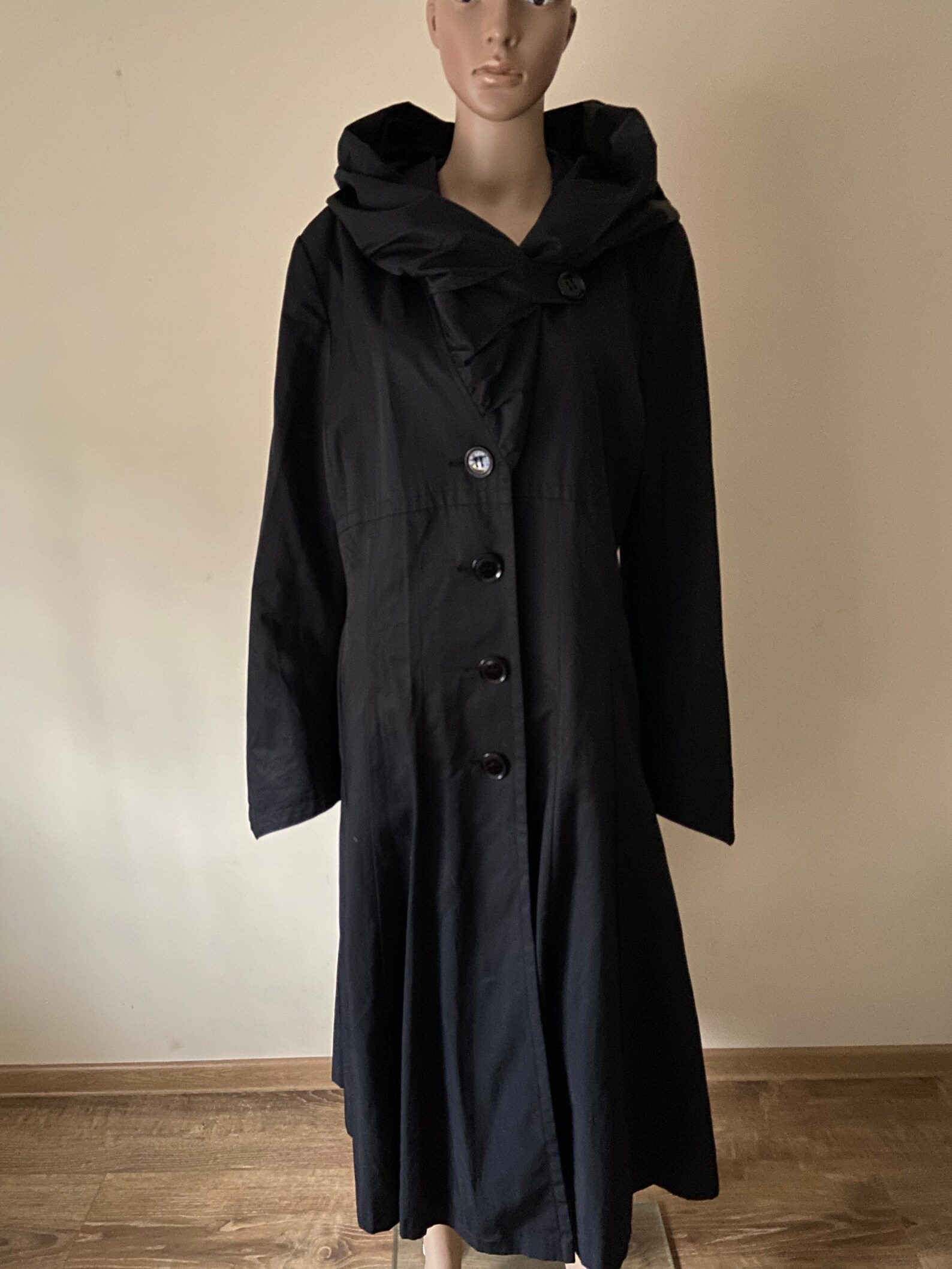 Vintage Long Black Cape Coat With Hood , Size M - Etsy