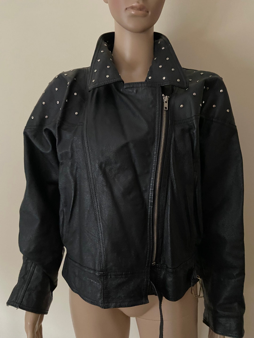Vintage Punk Leather Jacket Size 40 - Etsy