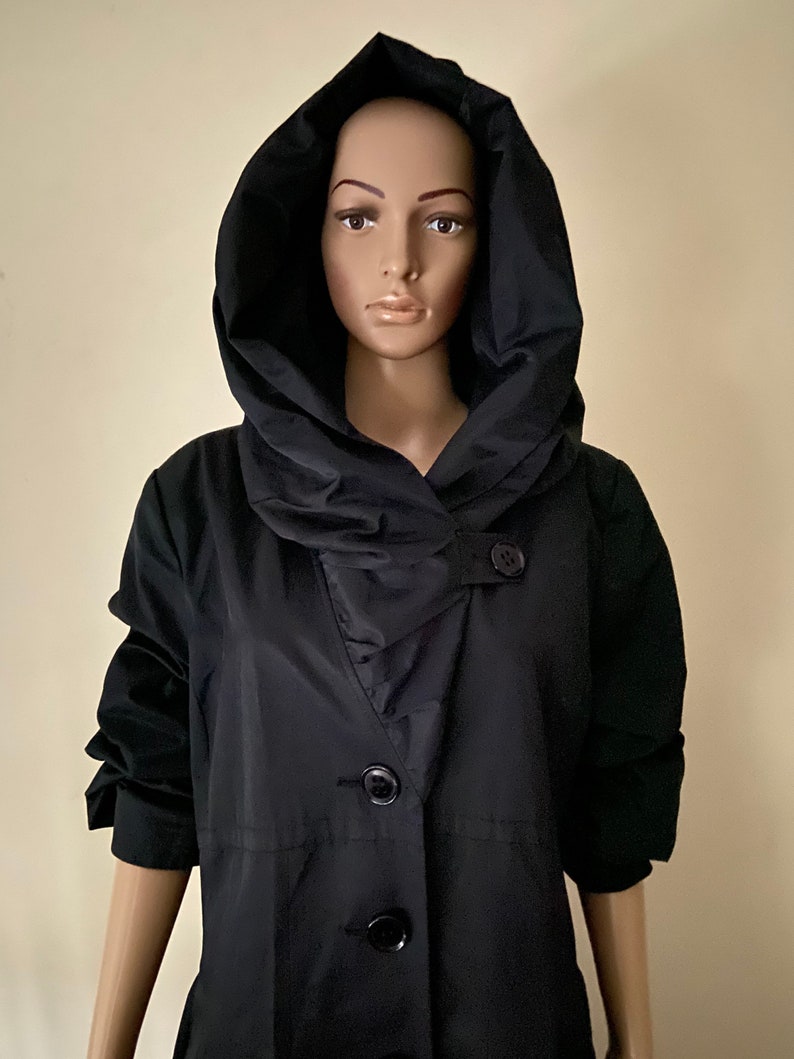 Vintage Long Black Cape Coat With Hood , Size M - Etsy