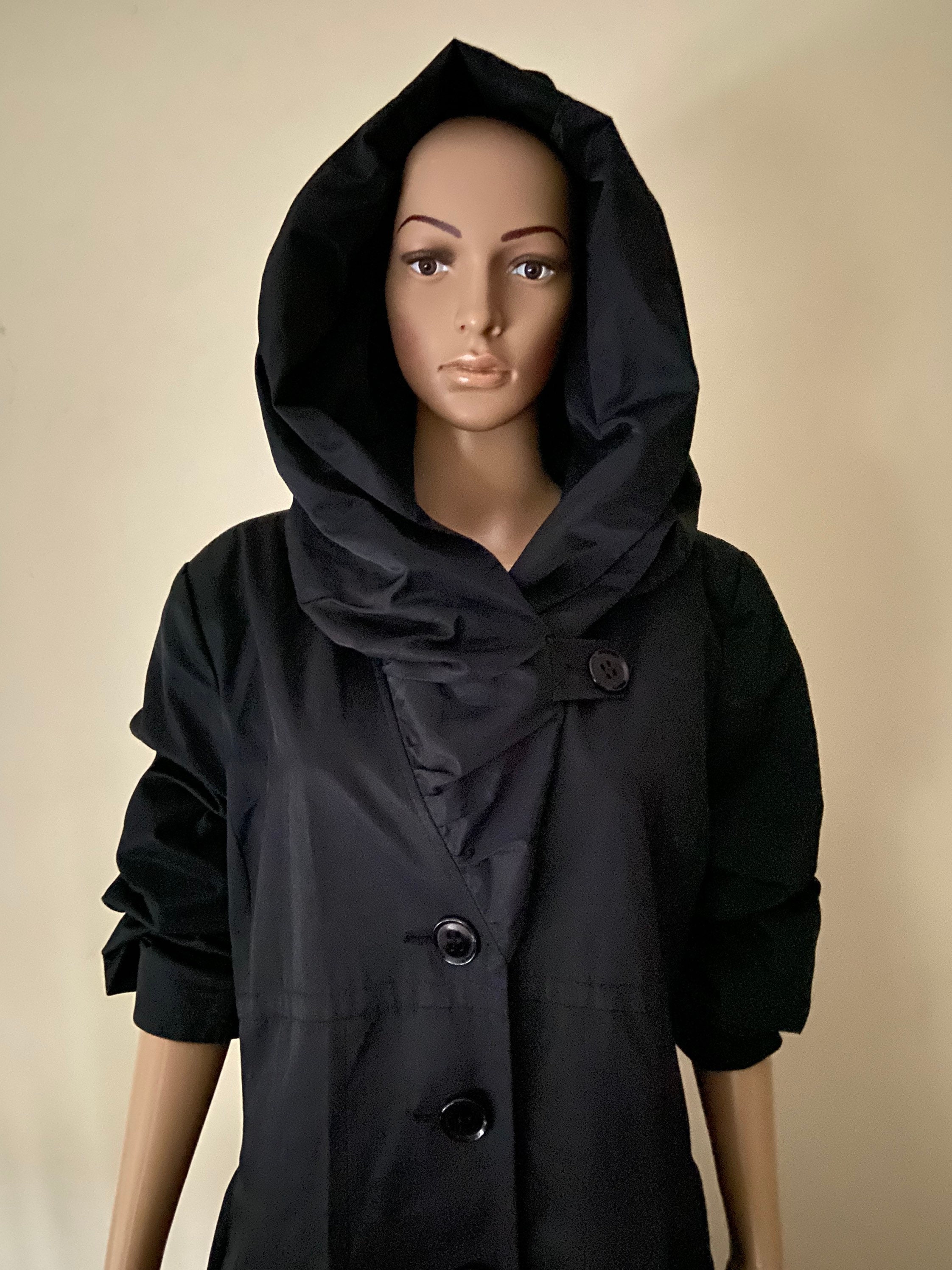 Vintage Long Black Cape Coat With Hood , Size M - Etsy