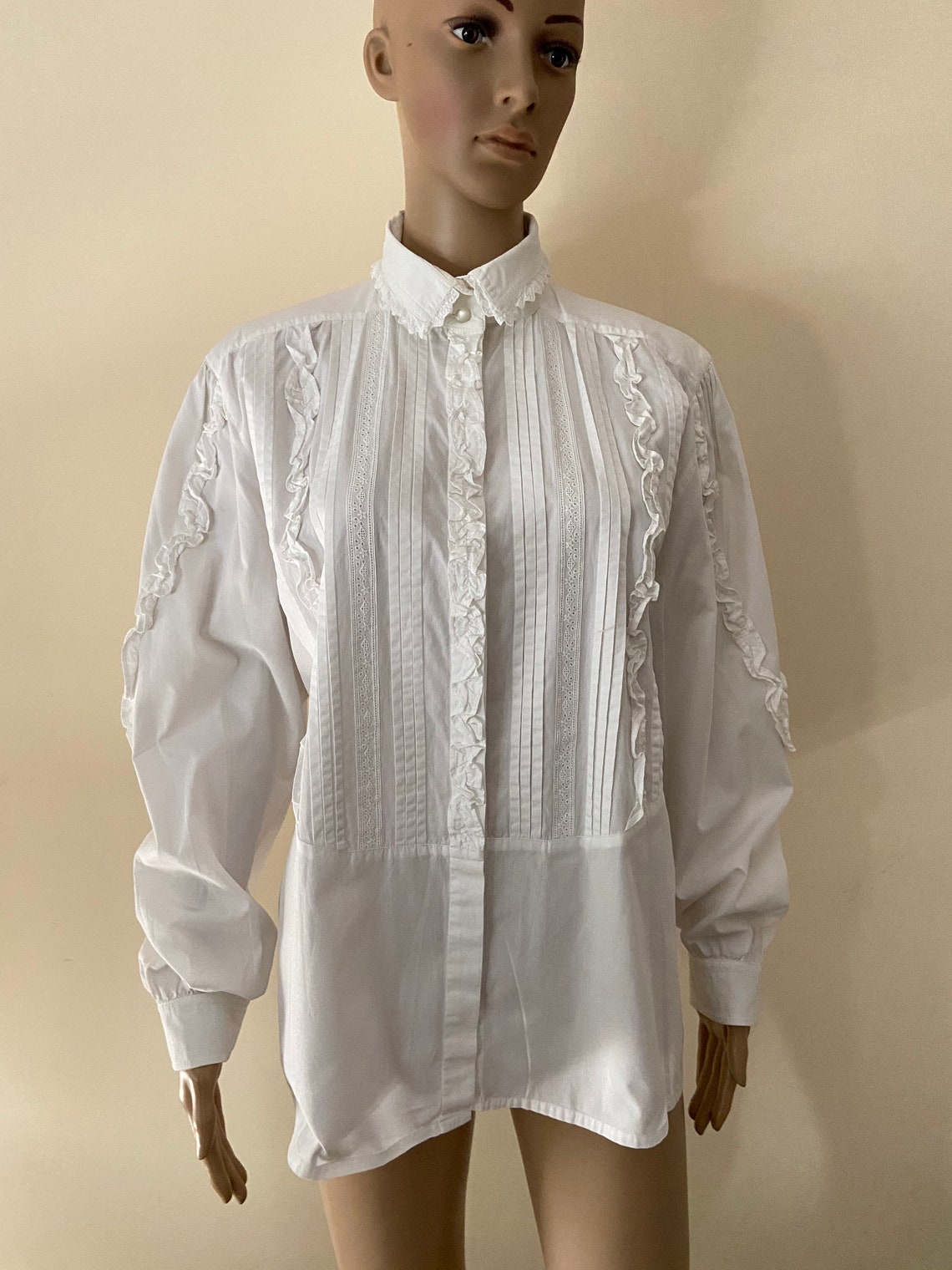 Vintage Folk Style White Blouse - Etsy