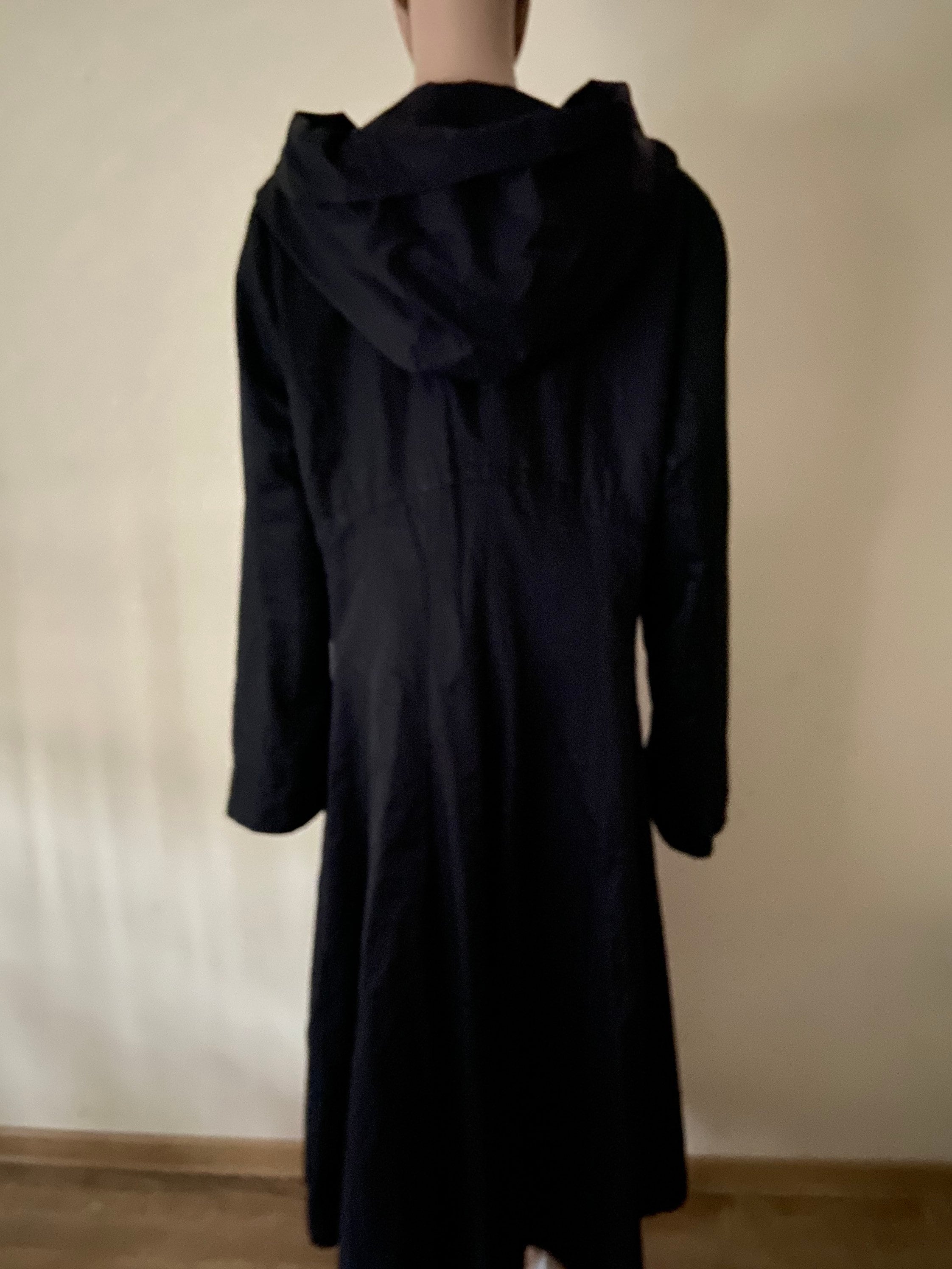Vintage Long Black Cape Coat With Hood , Size M - Etsy