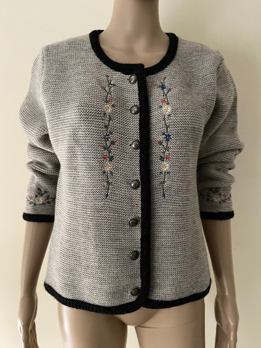 Pull cardigan folk vintage avec broderie florale taille 40 M - Etsy France