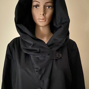 Vintage Long Black Cape Coat With Hood , Size M - Etsy