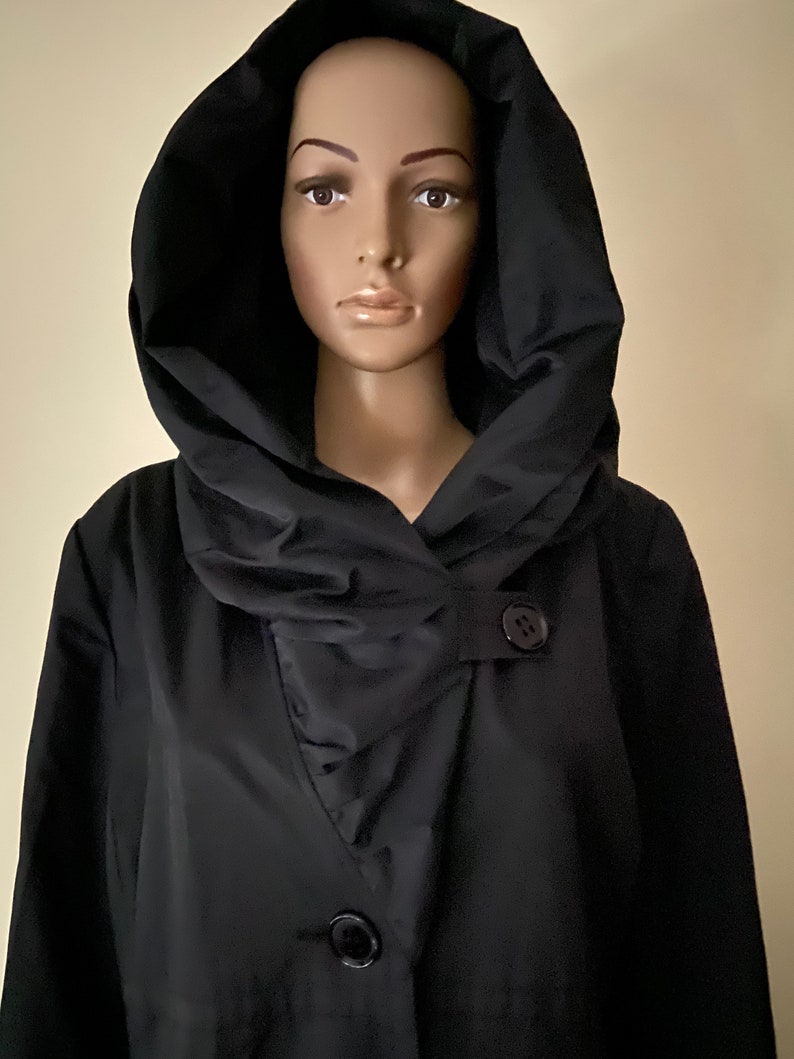 Vintage Long Black Cape Coat With Hood , Size M - Etsy