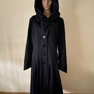 Vintage Long Black Cape Coat With Hood , Size M - Etsy