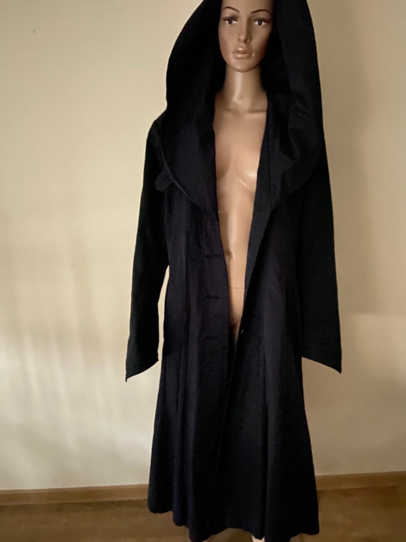 Vintage Long Black Cape Coat With Hood , Size M - Etsy