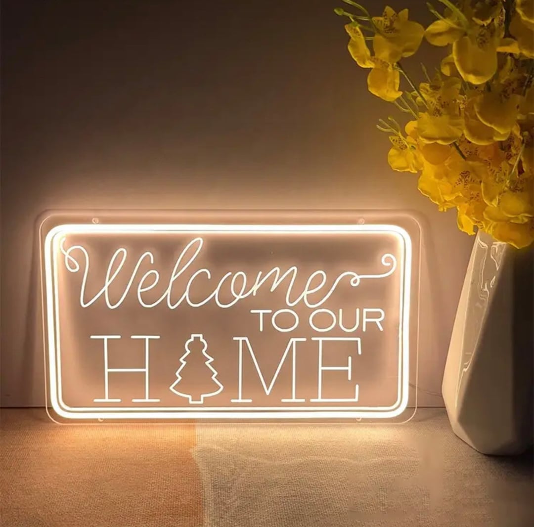 Neon Name Plate Sign, Welcome Home Sign, Door Name Plate Sign, House ...