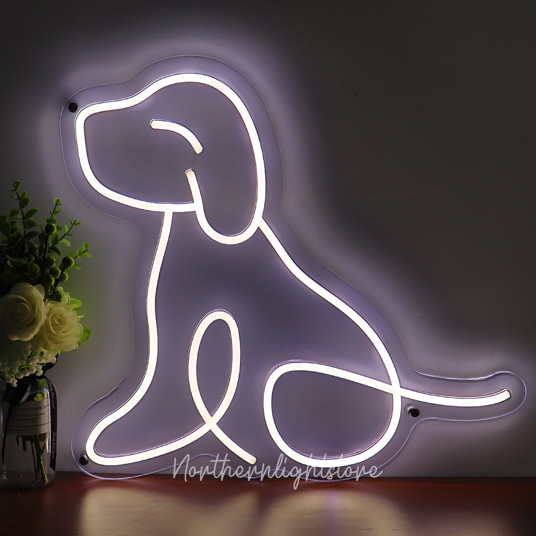 Dog White Neon Light Vintage Art Neon Dog Pet Neon Light - Etsy