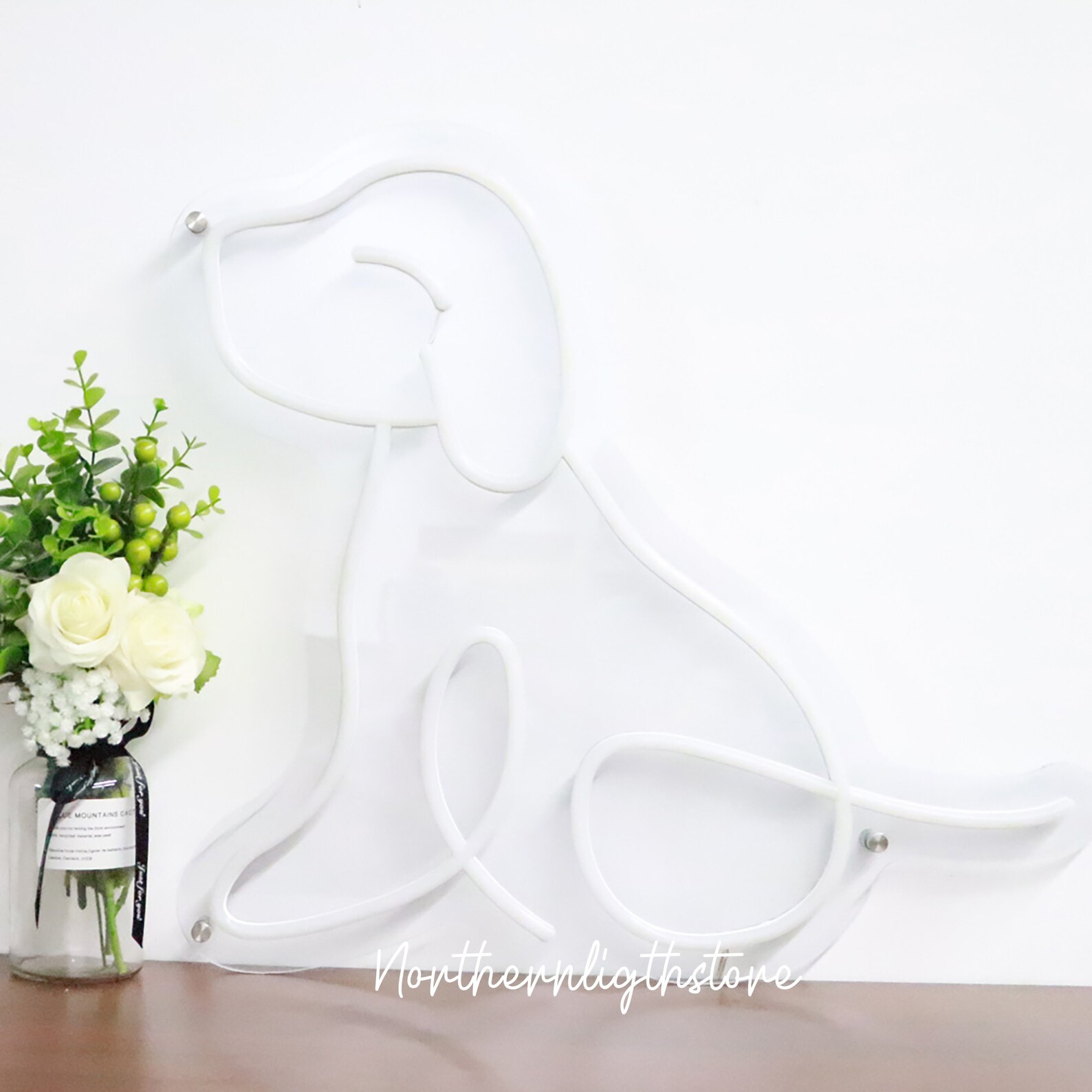 Dog White Neon Light Vintage Art Neon Dog Pet Neon Light - Etsy