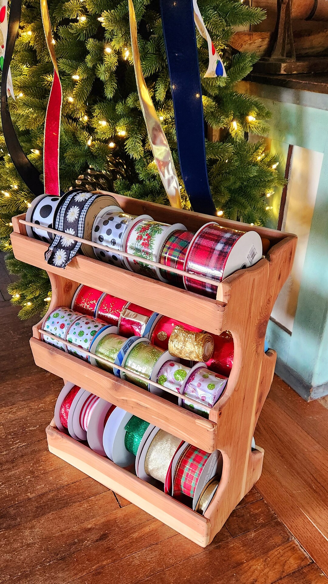 Victorian Inspired Ribbon Rack/ Solid Wood Ribbon Dispenser/ Ribbon ...