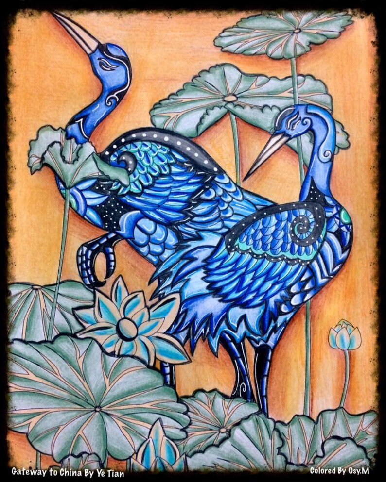 Cranes Coloring Page Printable File - Etsy