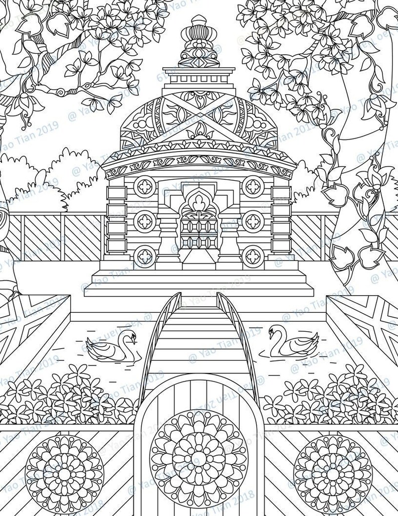 Hindu Temple Coloring Page Printable File Instant Download - Etsy