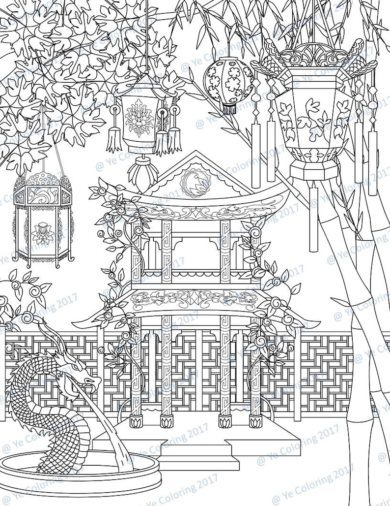 Pavilion Downloadable Coloring Page - Etsy
