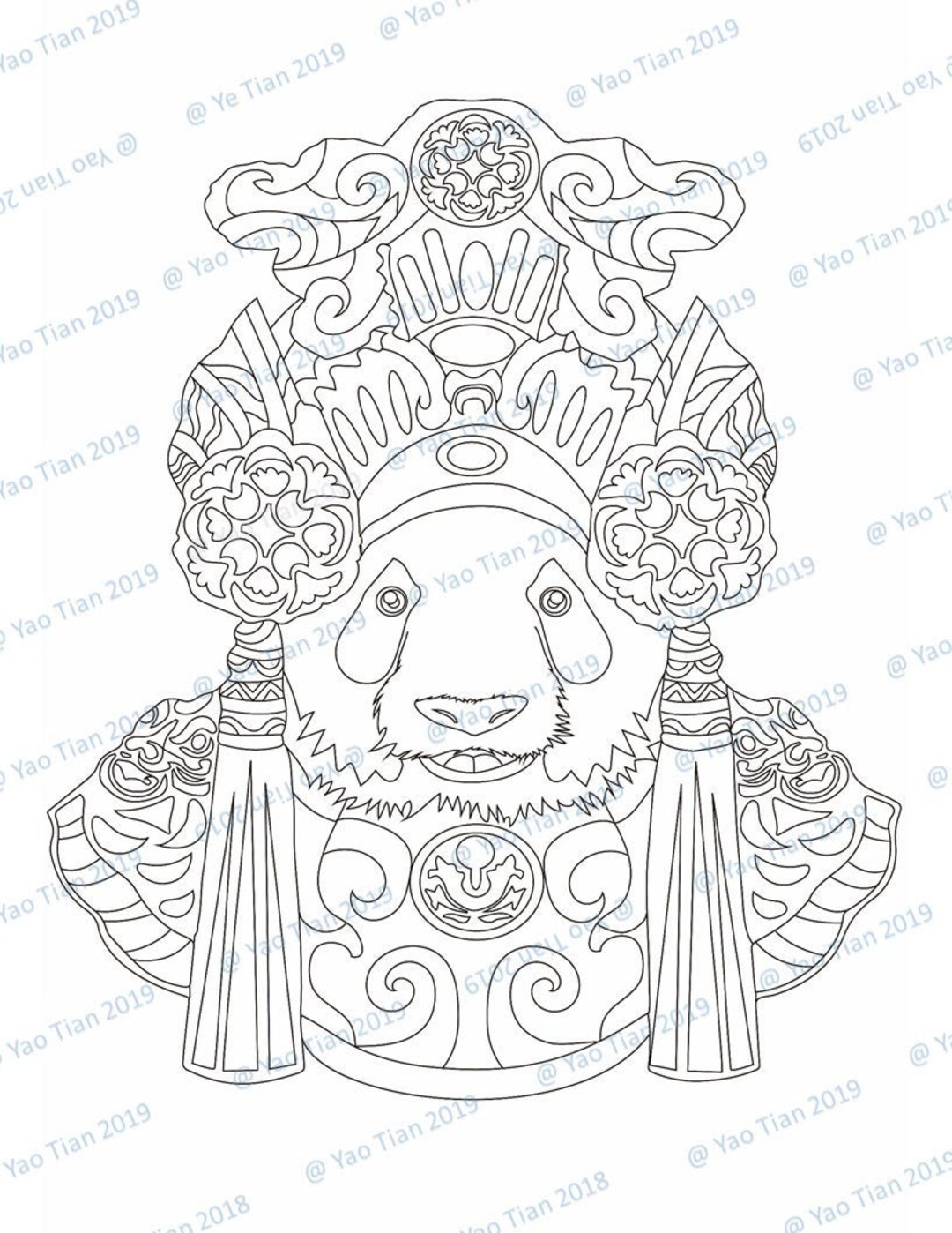 Panda Opera Instant Download Coloring Page - Etsy