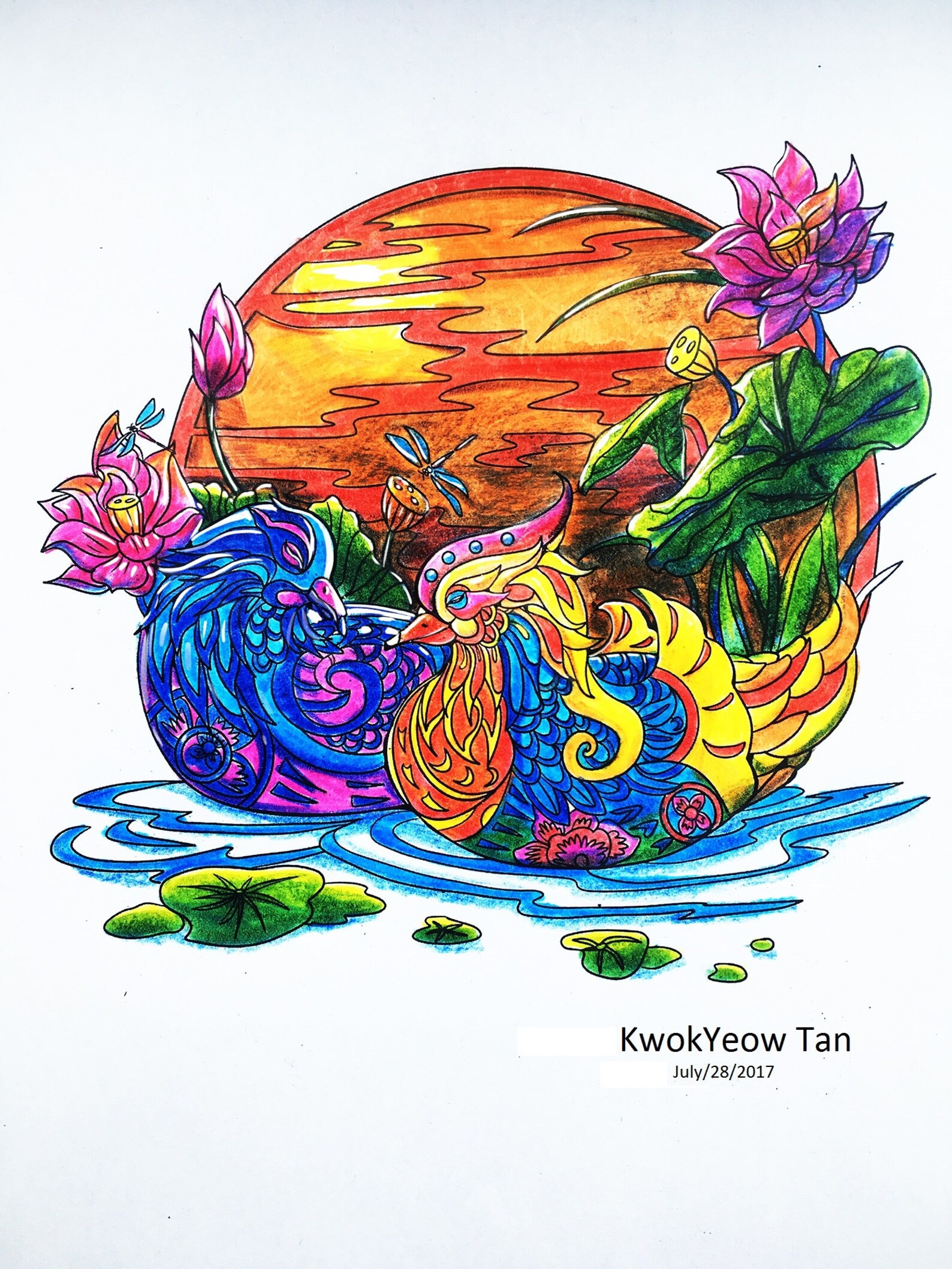 Mandarin Ducks Coloring Page Printable File - Etsy