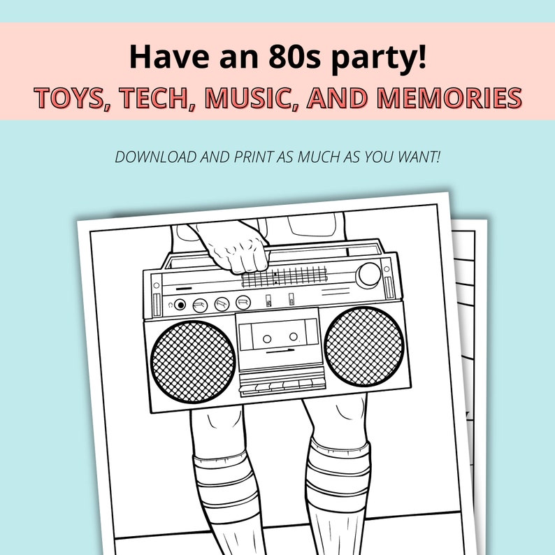80s Coloring Book Awesome 80s Nostalgia Printable Coloring Pages PDF ...