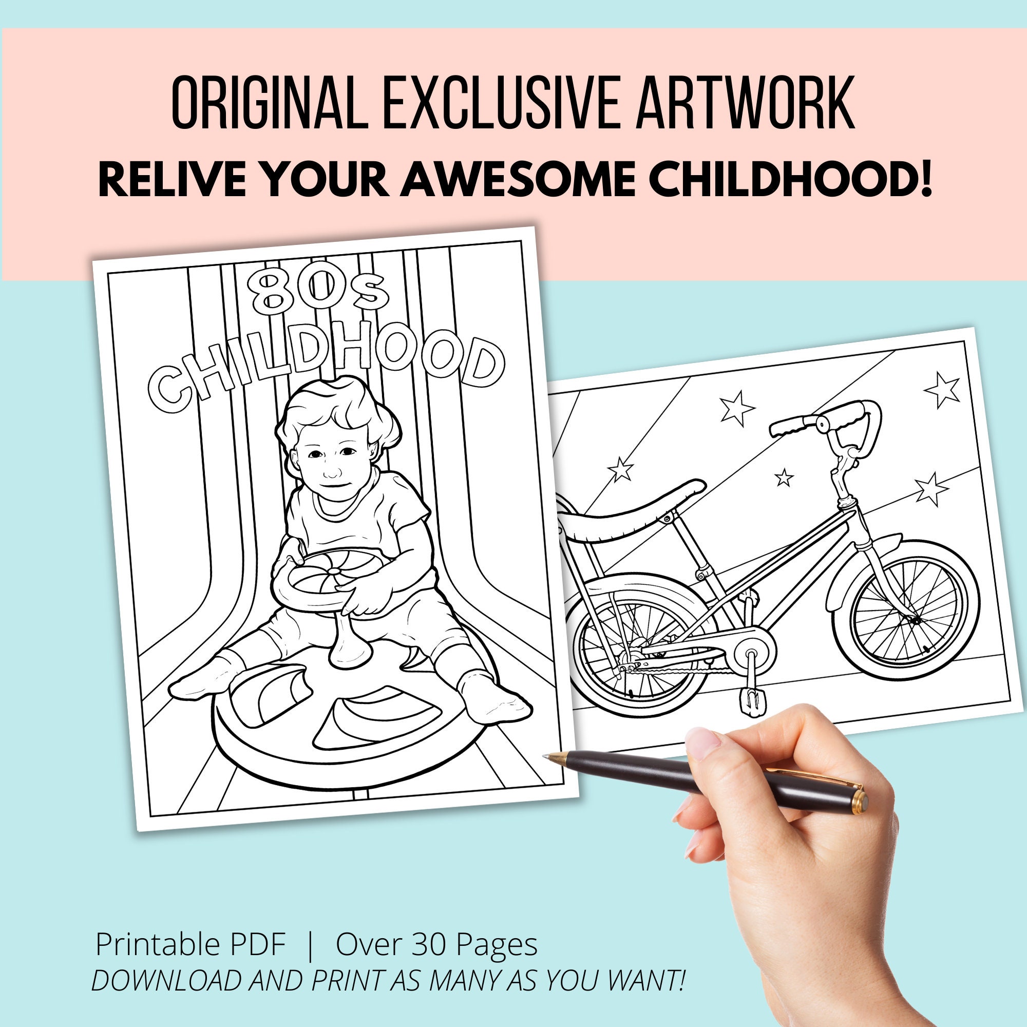 80s Coloring Book Awesome 80s Nostalgia Printable Coloring Pages PDF ...