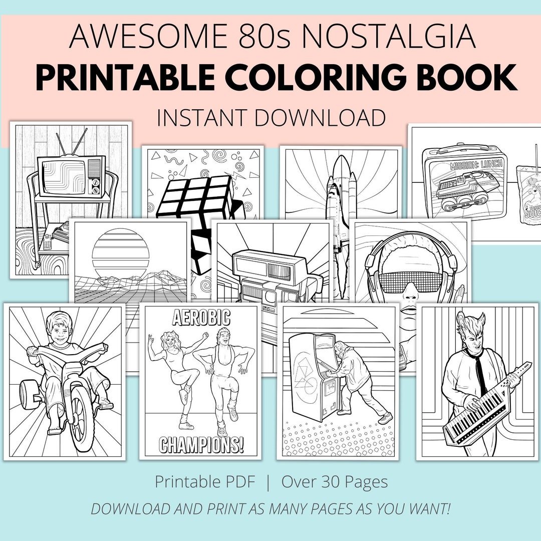 80s Coloring Book Awesome 80s Nostalgia Printable Coloring Pages PDF ...