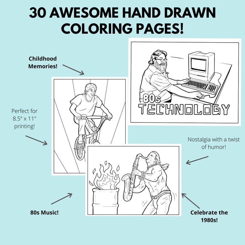 80s Coloring Book Awesome 80s Nostalgia Printable Coloring Pages PDF ...