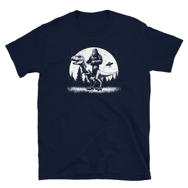 Bigfoot Shirt, Bigfoot Riding Dinosaur Shirt, Bigfoot UFO Shirt, Funny ...