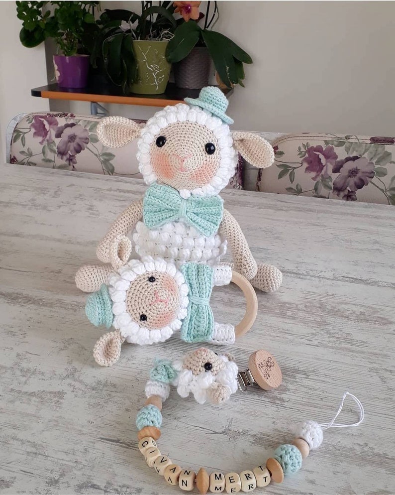Personalized Lamb Lovey Set Babyshower Gift Set Handmade - Etsy