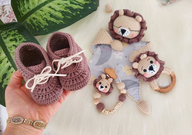 Personalizable Crochet Lion Lovey Set Babyshower Boy Gift - Etsy