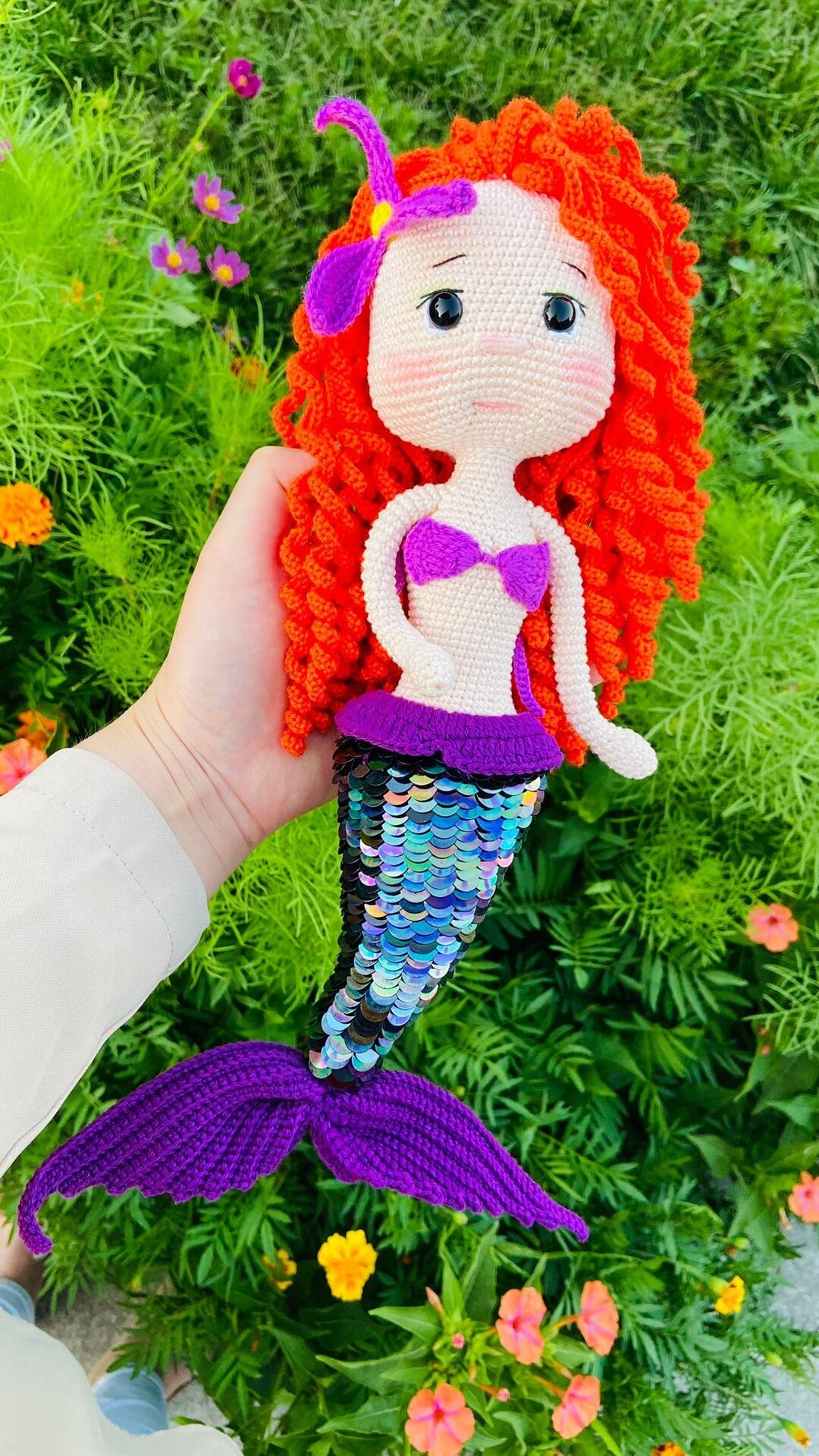 Handmade Mermaid Doll, Crochet Stuffed Mermaid Doll, Granddaughter ...