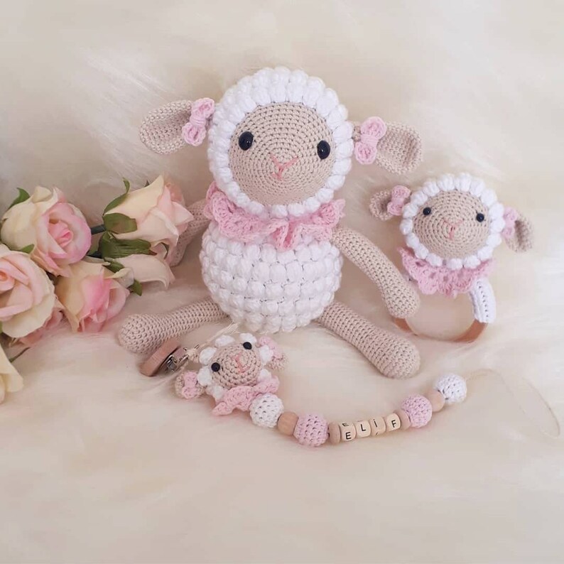 Personalized Lamb Lovey Set Babyshower Gift Set Handmade - Etsy