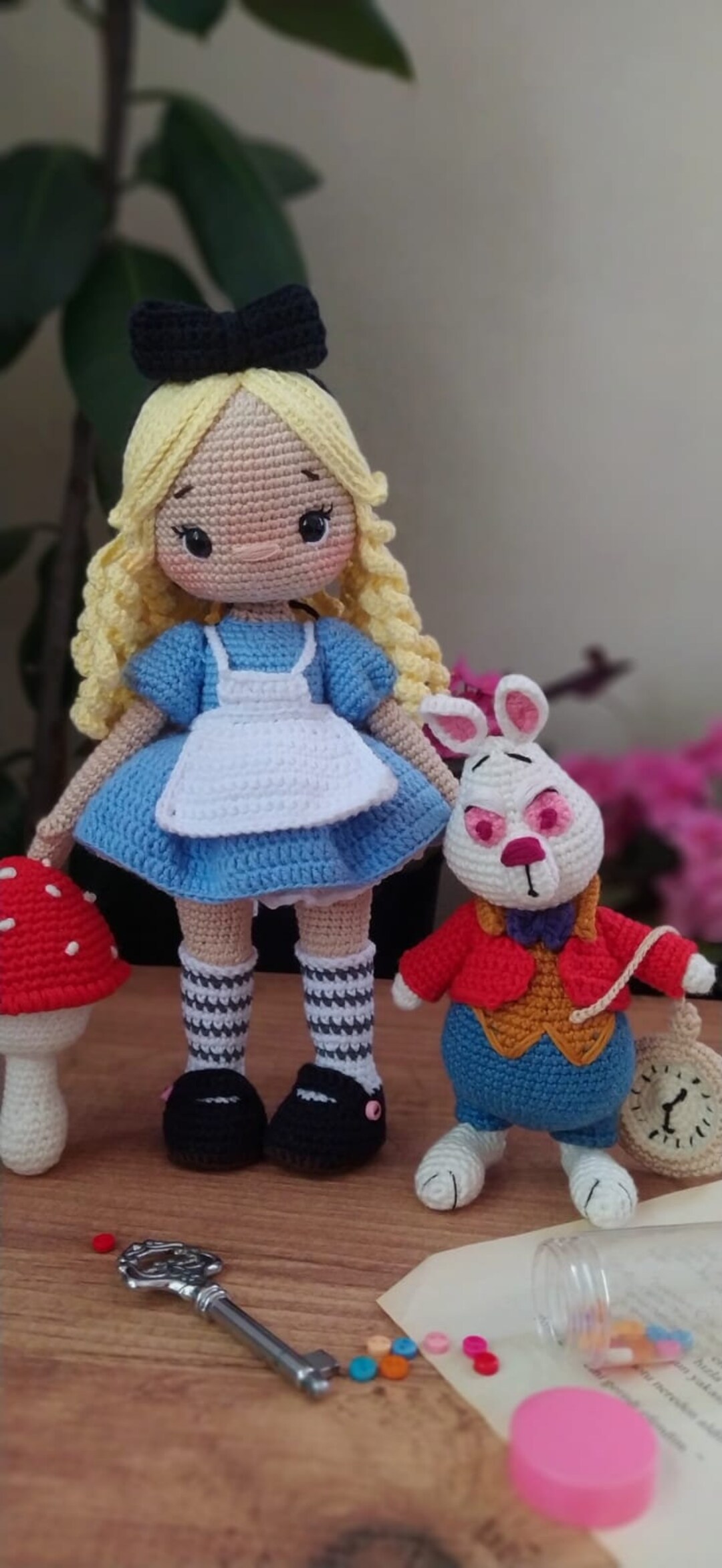 Alice Dolls for Sale, Crocher White Rabbit Plushie, Crochet Doll for ...