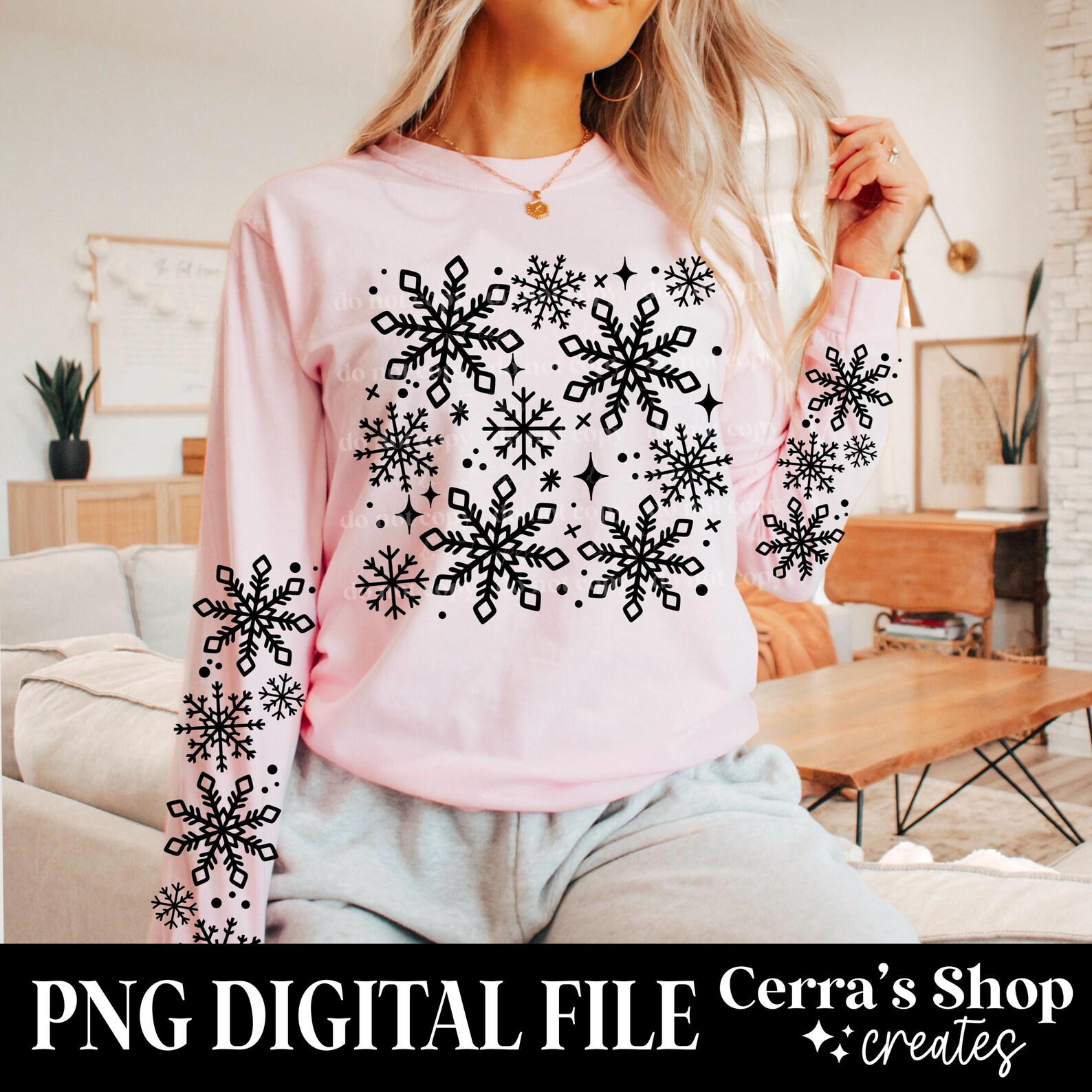 Snowflake Collage With Sleeves PNG, Single Color, Winter Design - Etsy