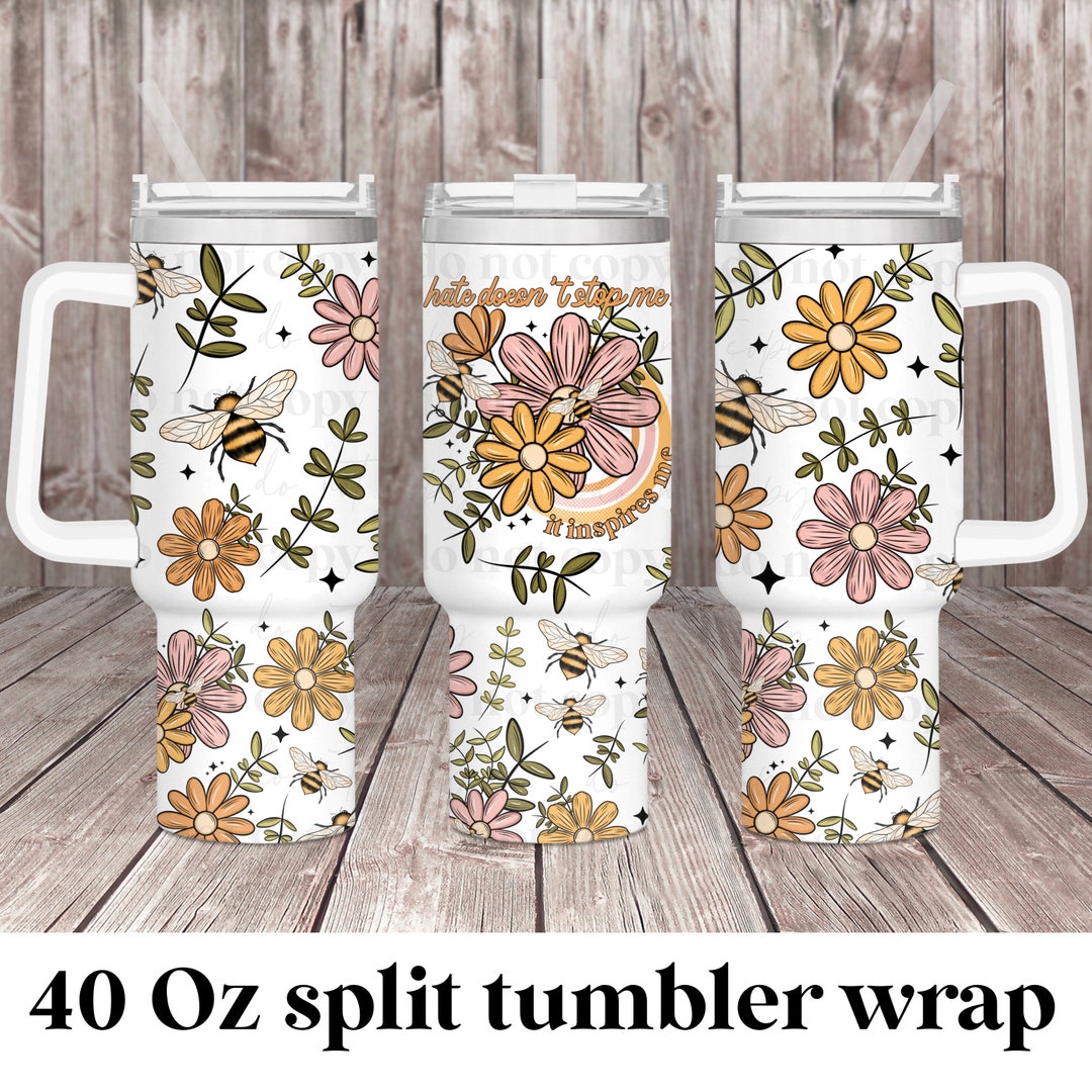 Hate Floral Bee, Png File, 40 Oz Wrap, Sublimation, UV DTF DIGITSL - Etsy