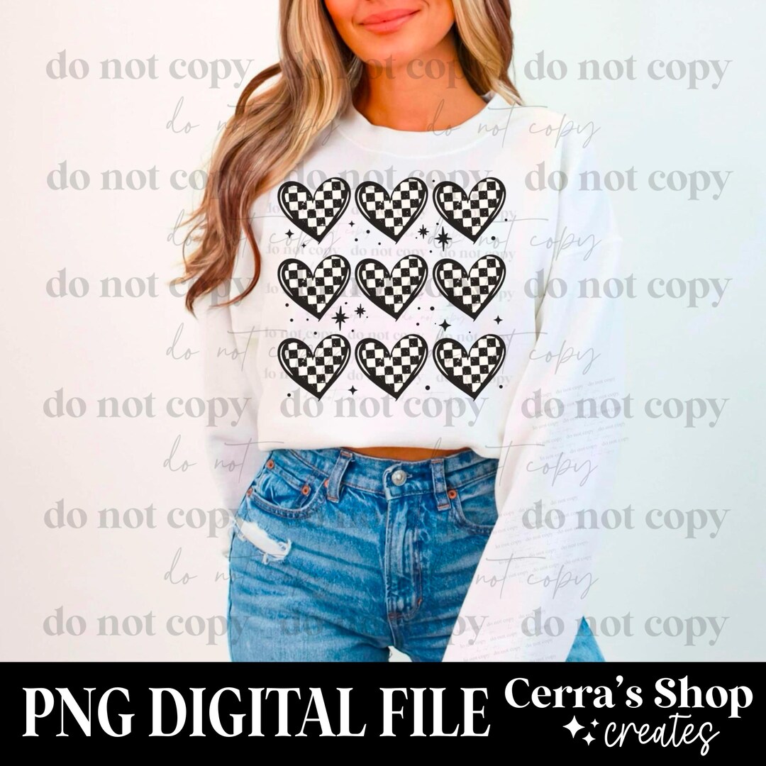 Checker Hearts PNG - Etsy