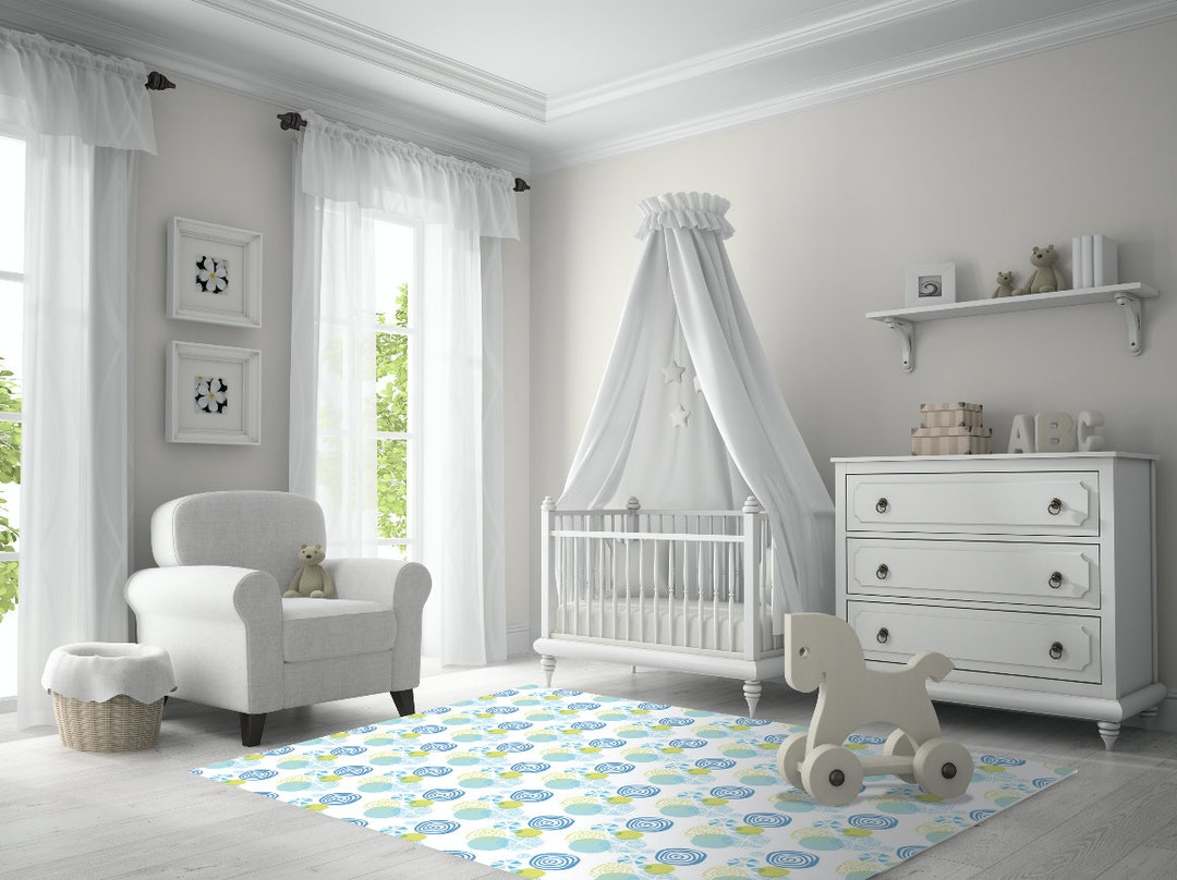 CHARLIE Art Mat, Light Blue Vinyl Kids/baby Floor Mat, Patterned Design ...