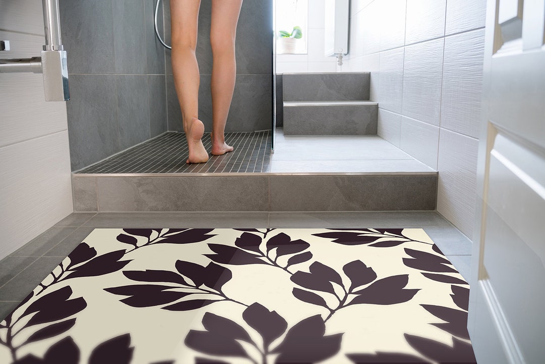 VICTORIA Art Mat, Black/cream Vinyl Protective Mat, Floral Pattern ...