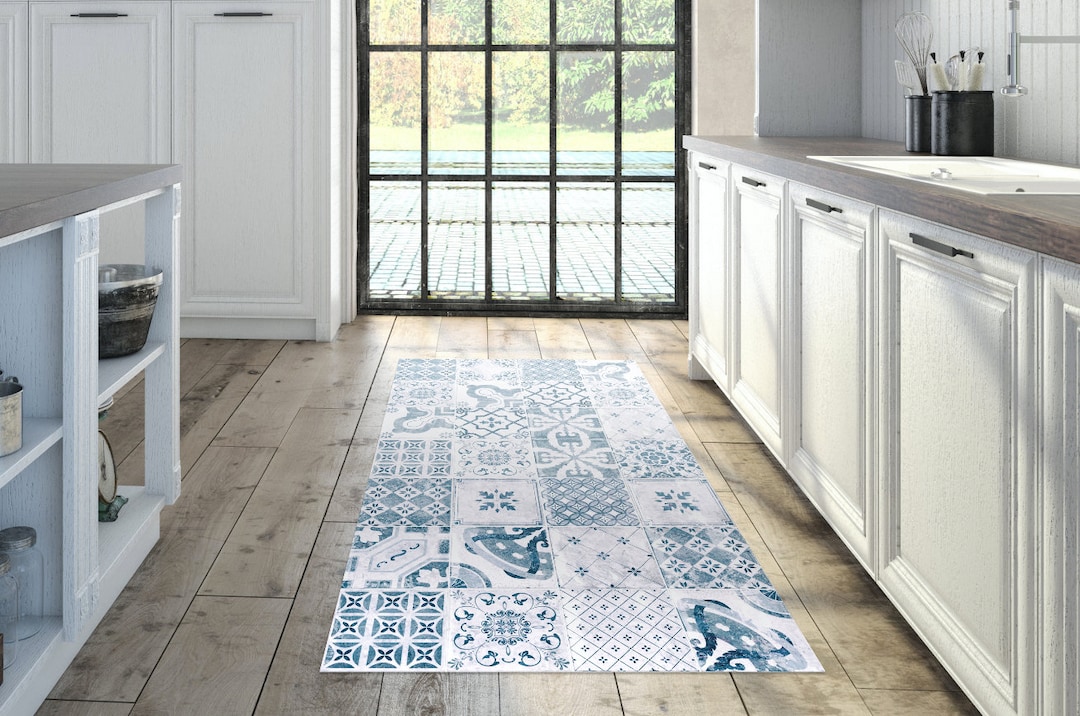 HERA Art Mat, Blue/white Vinyl Protective Mat, Ceramic Design ...