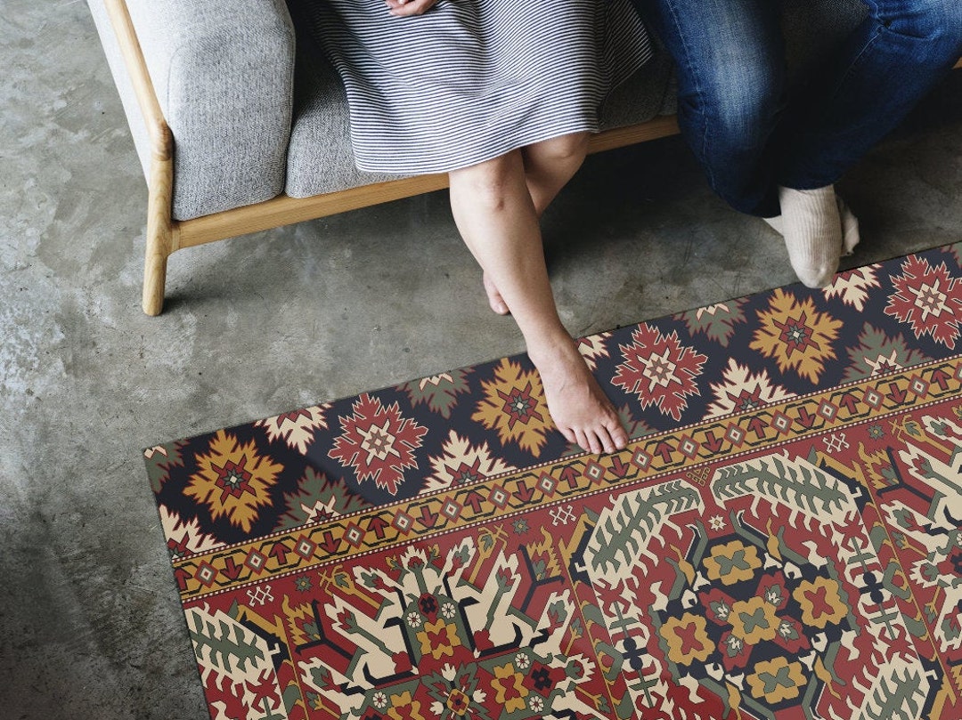 EZRA Art Mat, Red Vinyl Protective Mat, Persian/turkish Design ...