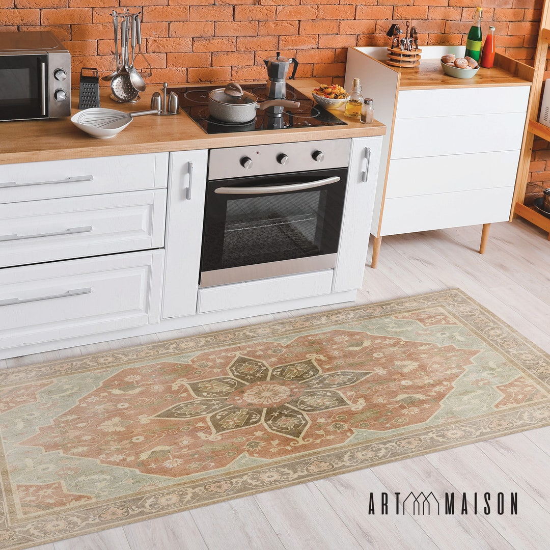 MATALI Art Mat, Red/brown Vinyl Protective Mat, Persian/turkish Design ...